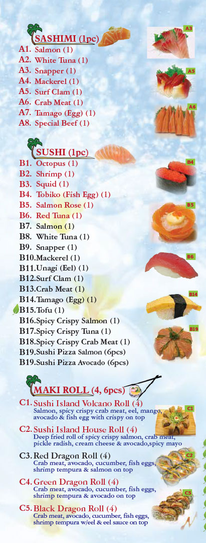 Menu – 1000 sushi islands