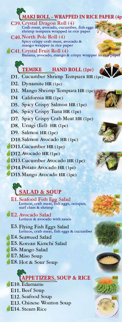 Menu – 1000 sushi islands