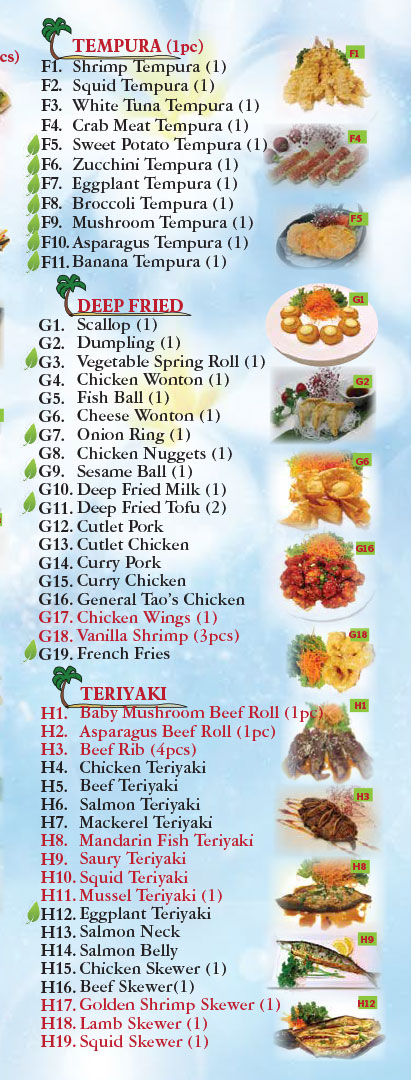 Menu – 1000 sushi islands